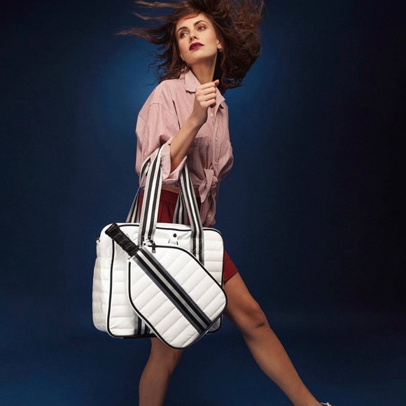 St Lucy | Bags | Nwt Pickleball Puffer Varsity Striped White Black Bag ...